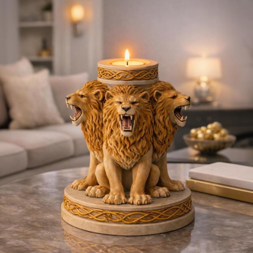 Cerberus Lion Tea Light Candle Holder STL | 3D Print Files | STL Files ...