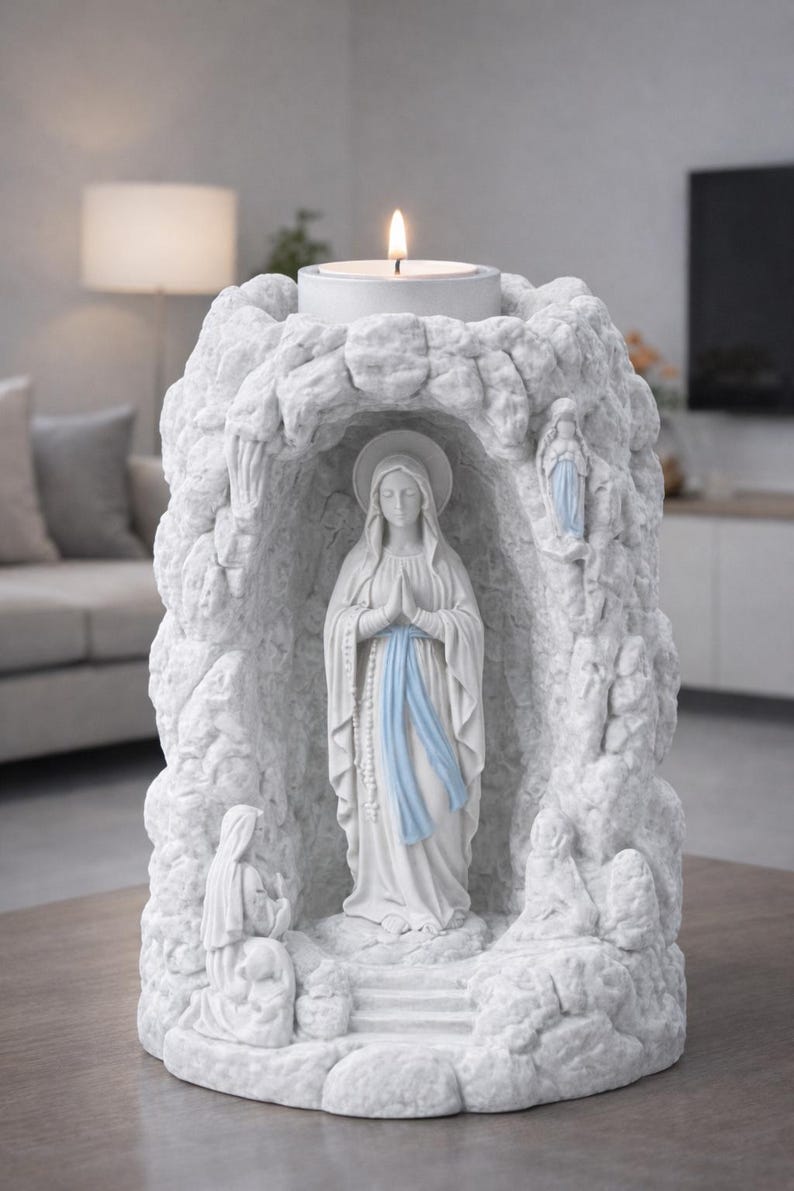 3D Printed Virgin Mary Grotto Tealight Candle Holder STL Printable ...
