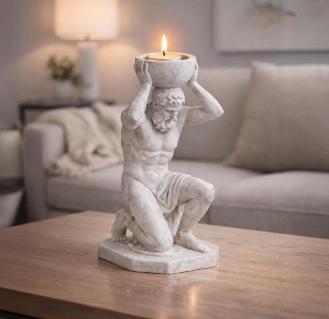 Atlas Candle Holder 3d Print Files STL, Greek Statue Tealight ...