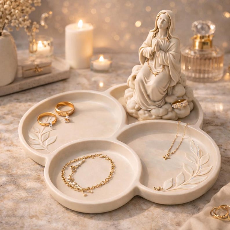 Virgin Mary Jewelry Dish STL Files for 3D Printing, Christian Jewelry ...