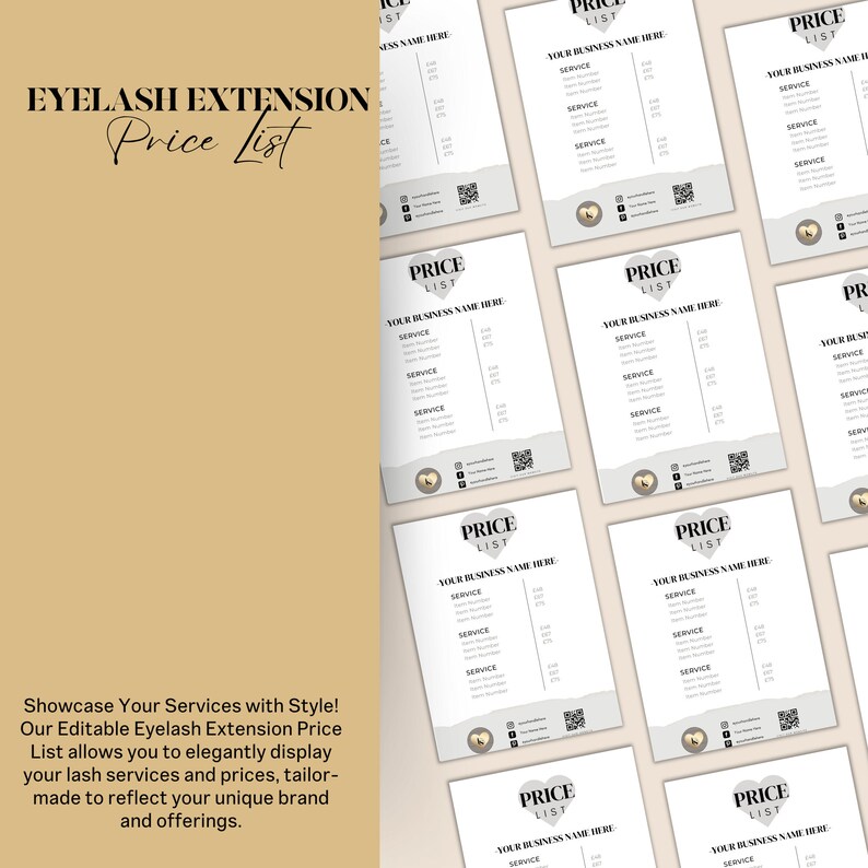 Price List Template | Editable Price List Template Canva | Beauty Salon ...