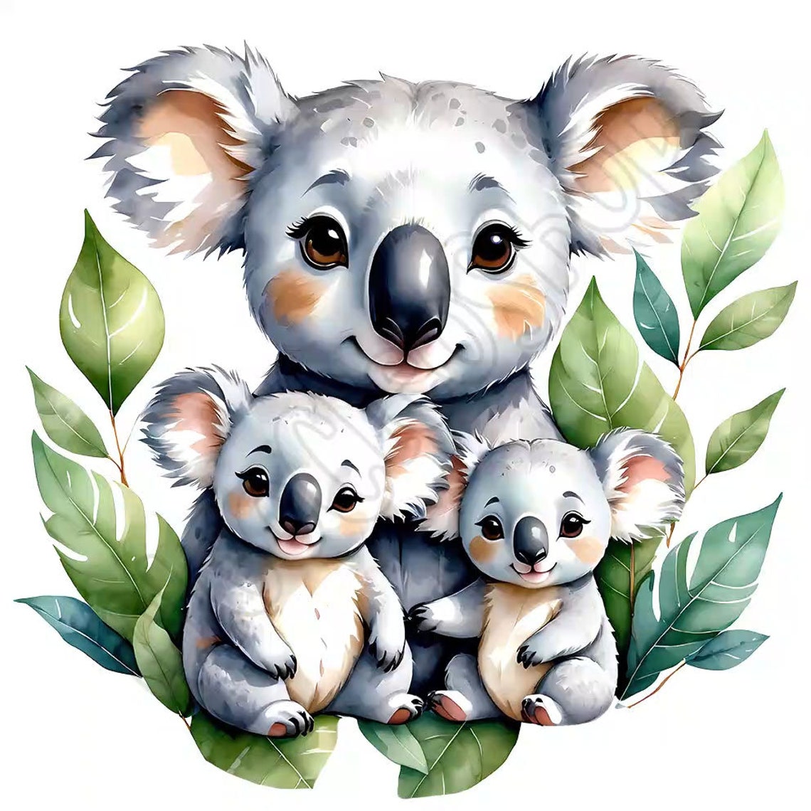 Cute Watercolor Koala Clipart Bundle, 14 High-quality Pngs, Nursery ...