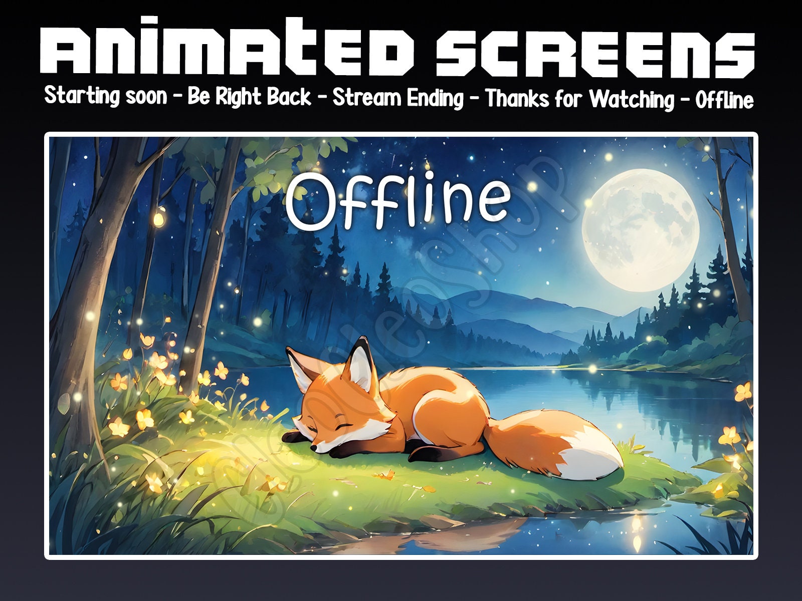 Cute Fox Animated Twitch Overlay Stream Screens 5 Scenes Animated ...