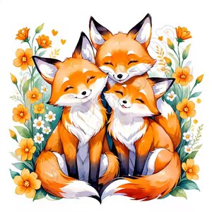 Cute Watercolor Fox Clipart Bundle, 14 High-quality Pngs, Nursery Decor ...