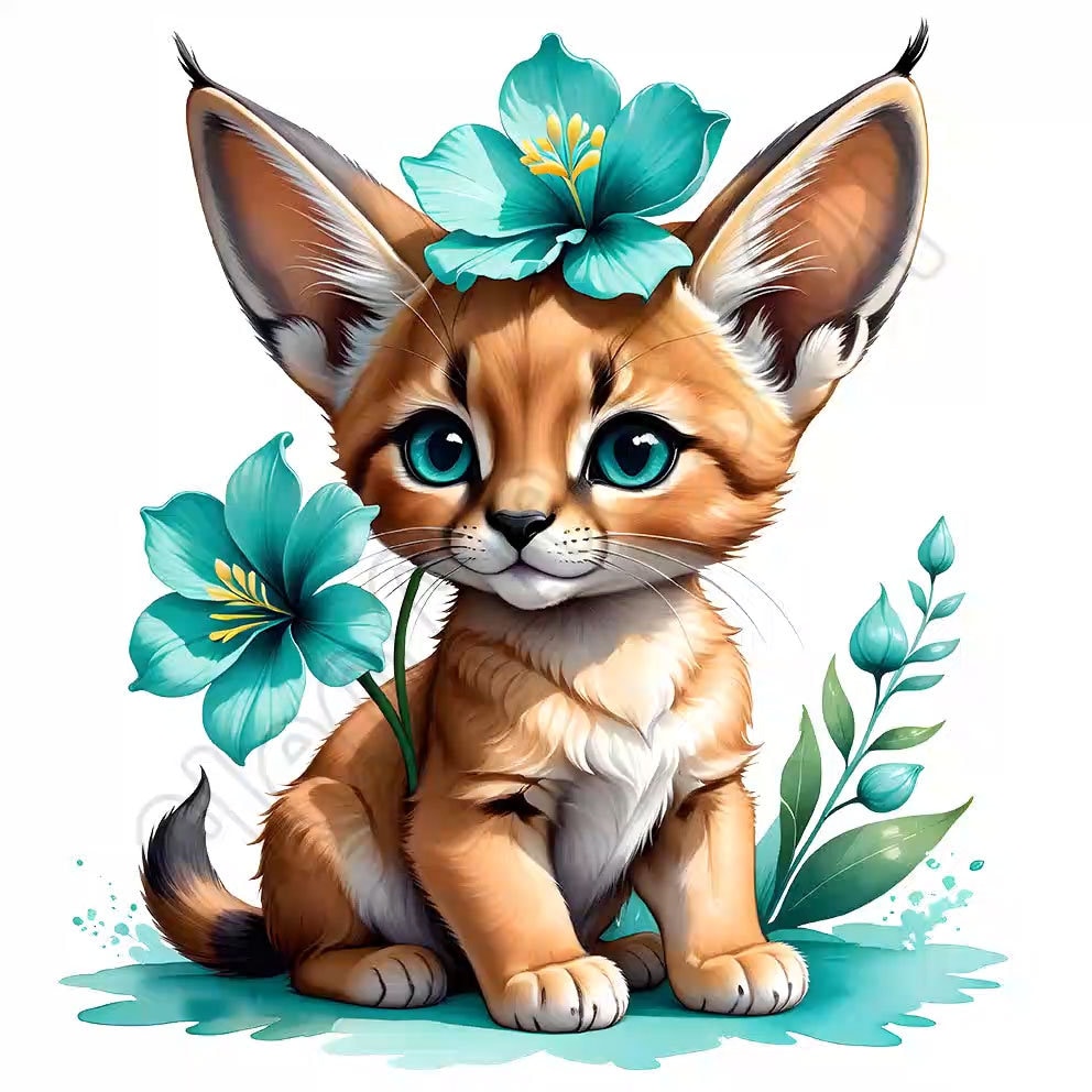 Watercolor Cute Caracal Clipart Bundle, 14 High-quality Pngs, Wall Art ...