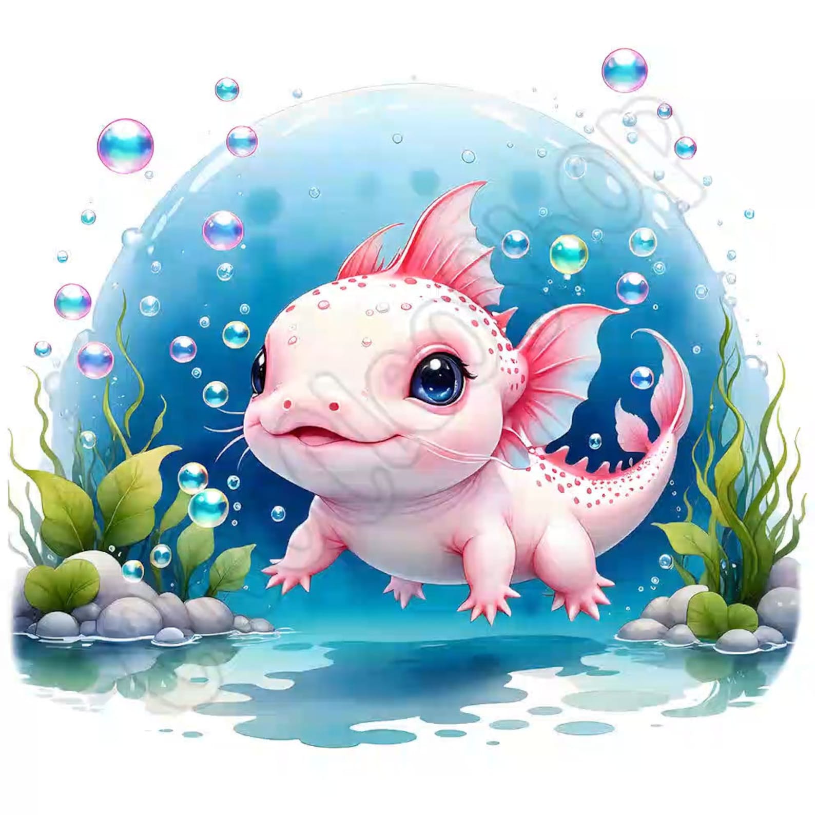 Watercolor Cute Axolotl Clipart Bundle, 12 High-quality Pngs, Wall Art ...