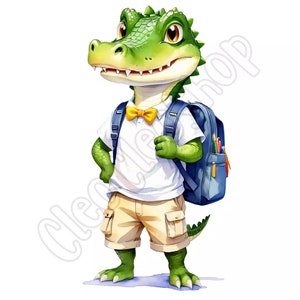 Watercolor Cute Animal Student at School Clipart Bundle, 16 High ...