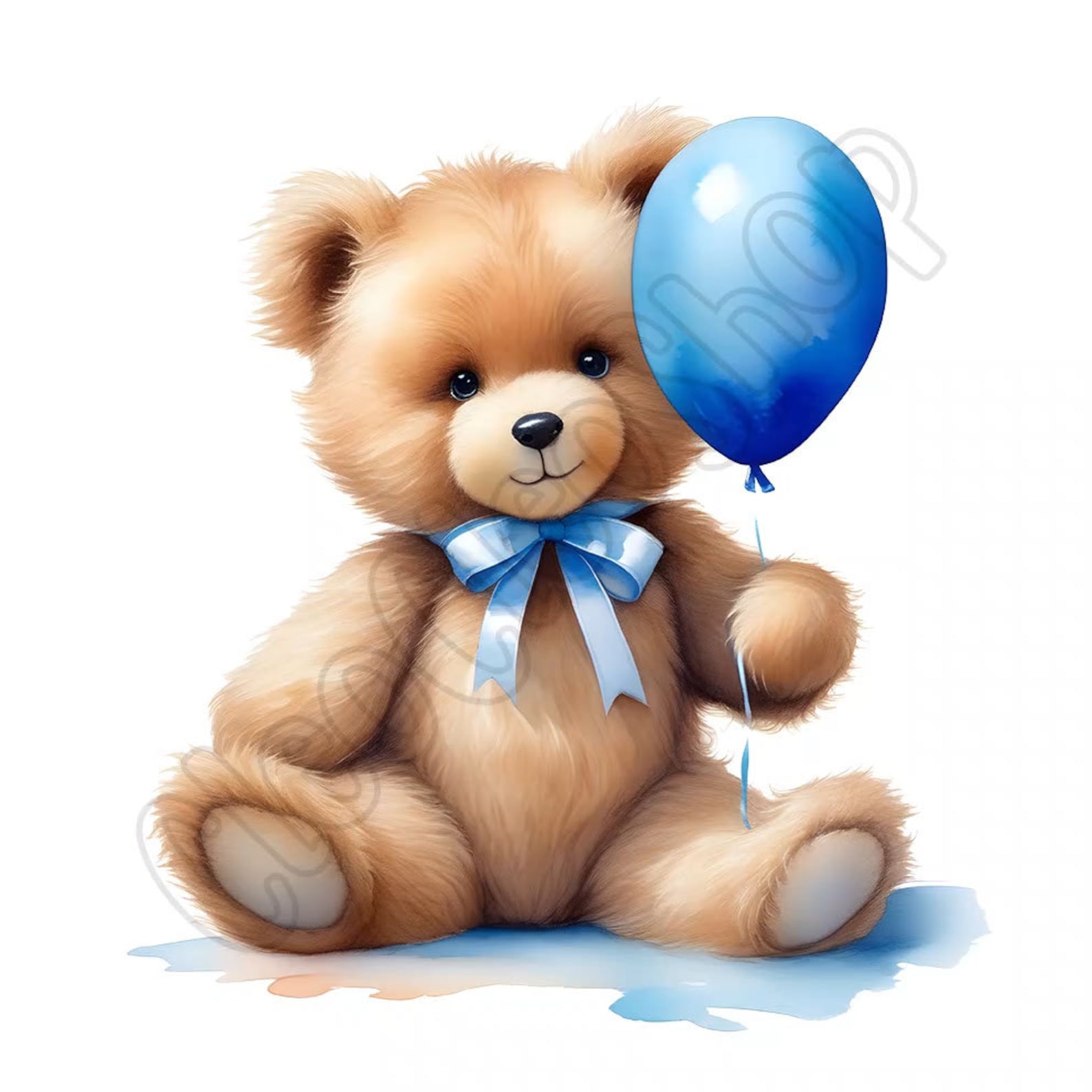 Watercolor Cute Teddy Bear Clipart Bundle, 18 High-quality Pngs, Wall ...