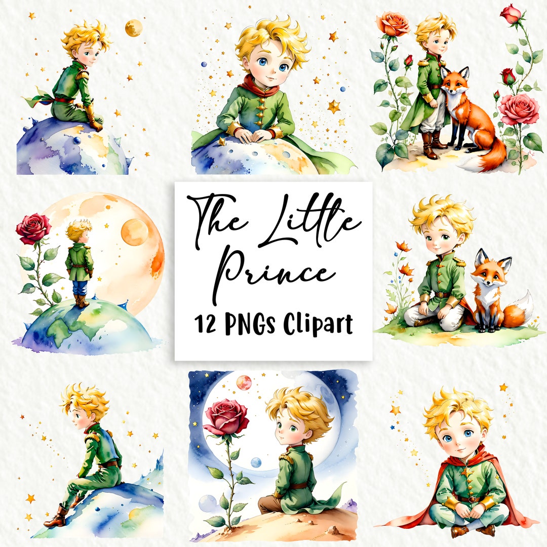 Watercolor Cute Little Prince - Clipart Bundle, 12 High-quality Pngs ...