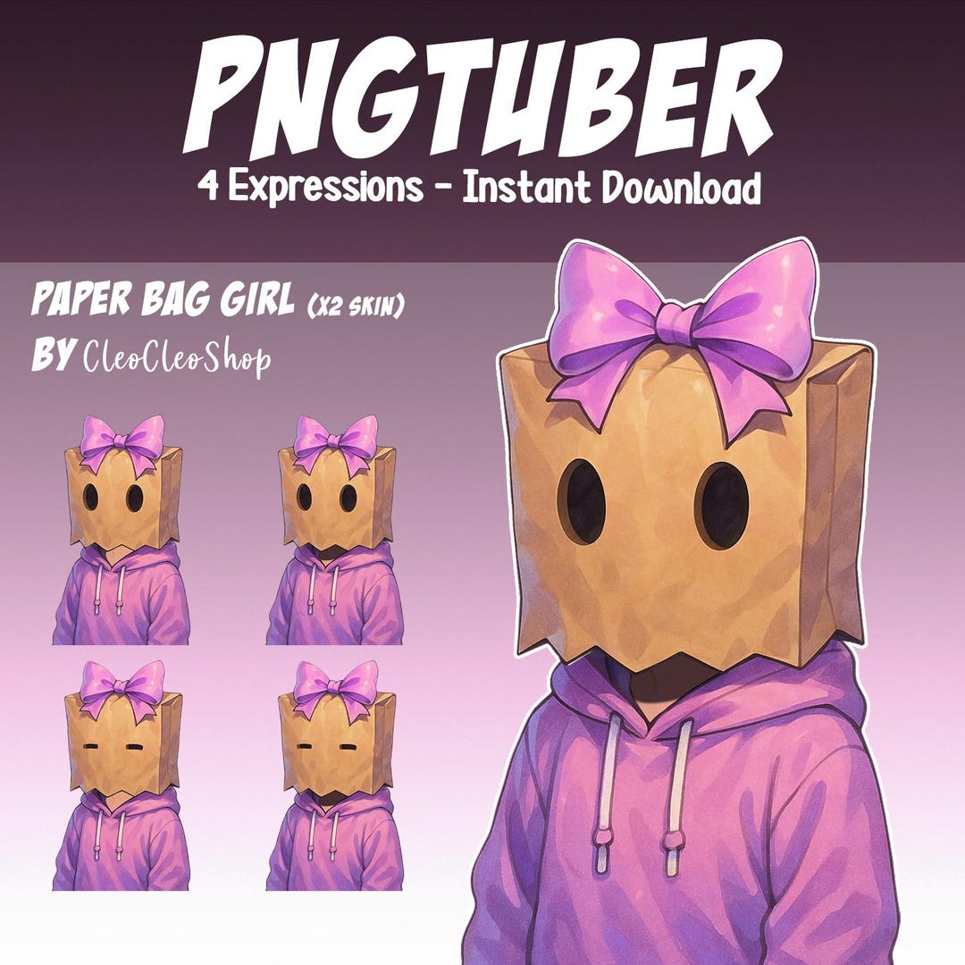 Paper Bag Girl Pngtuber - Creepy Paper Bag Animated Vtuber Stream - 4 ...