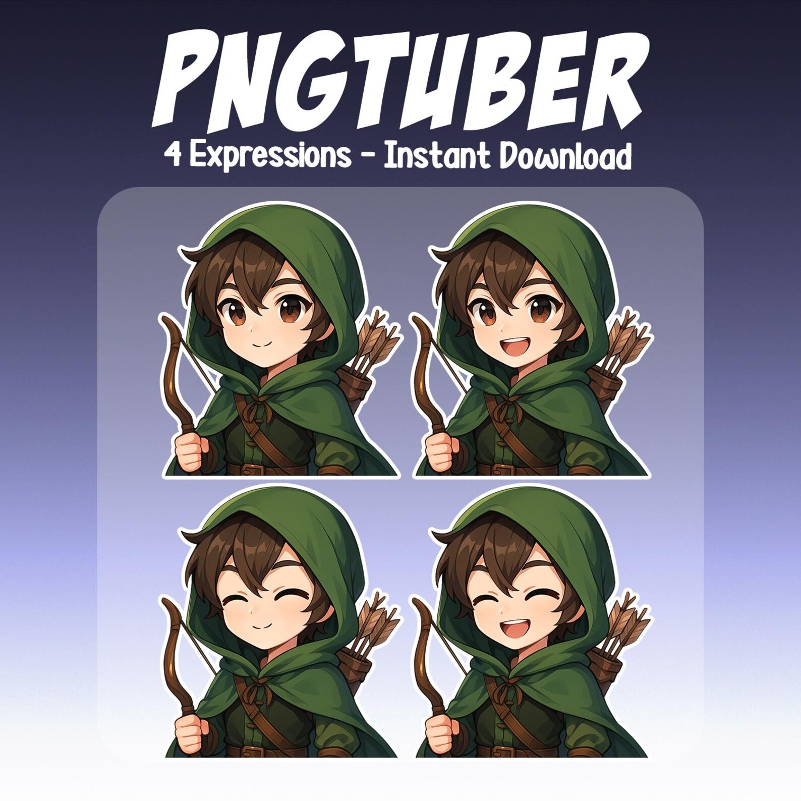 Human Male Archer With Hoodie Pngtuber - Cute Animated Vtuber Stream ...