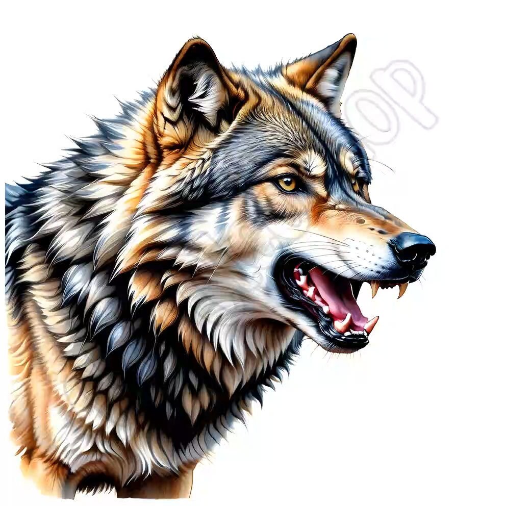 Angry Wolf Clipart Bundle, 12 High-quality Pngs, Wall Art, Paper Craft ...