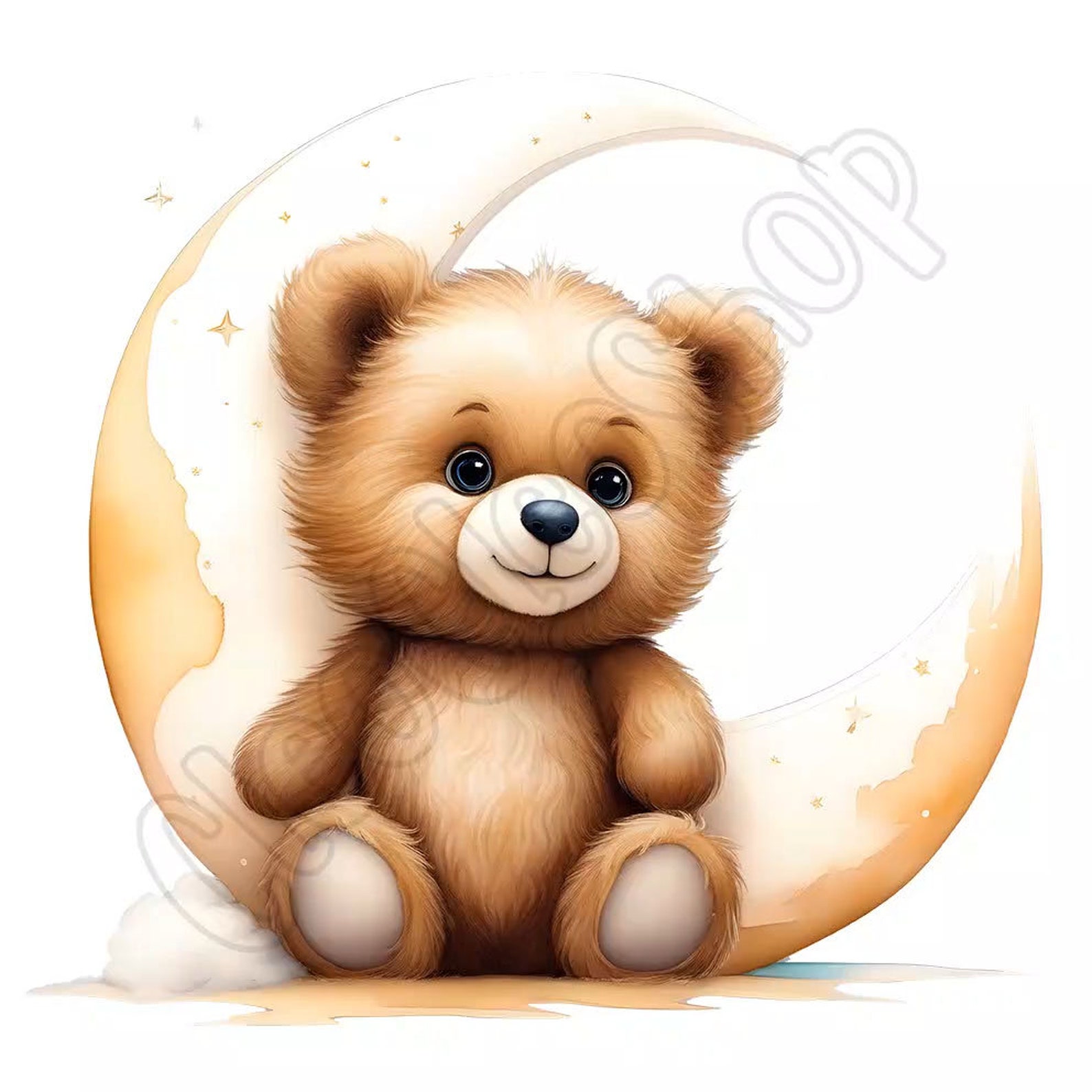 Watercolor Cute Teddy Bear Clipart Bundle, 18 High-quality Pngs, Wall ...