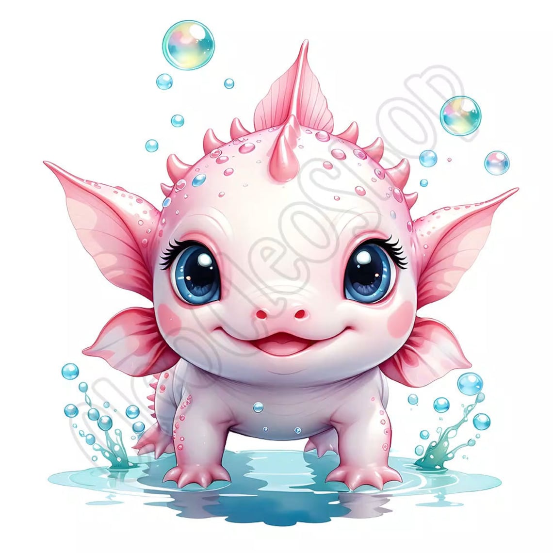 Watercolor Cute Axolotl Clipart Bundle, 12 High-quality Pngs, Wall Art ...