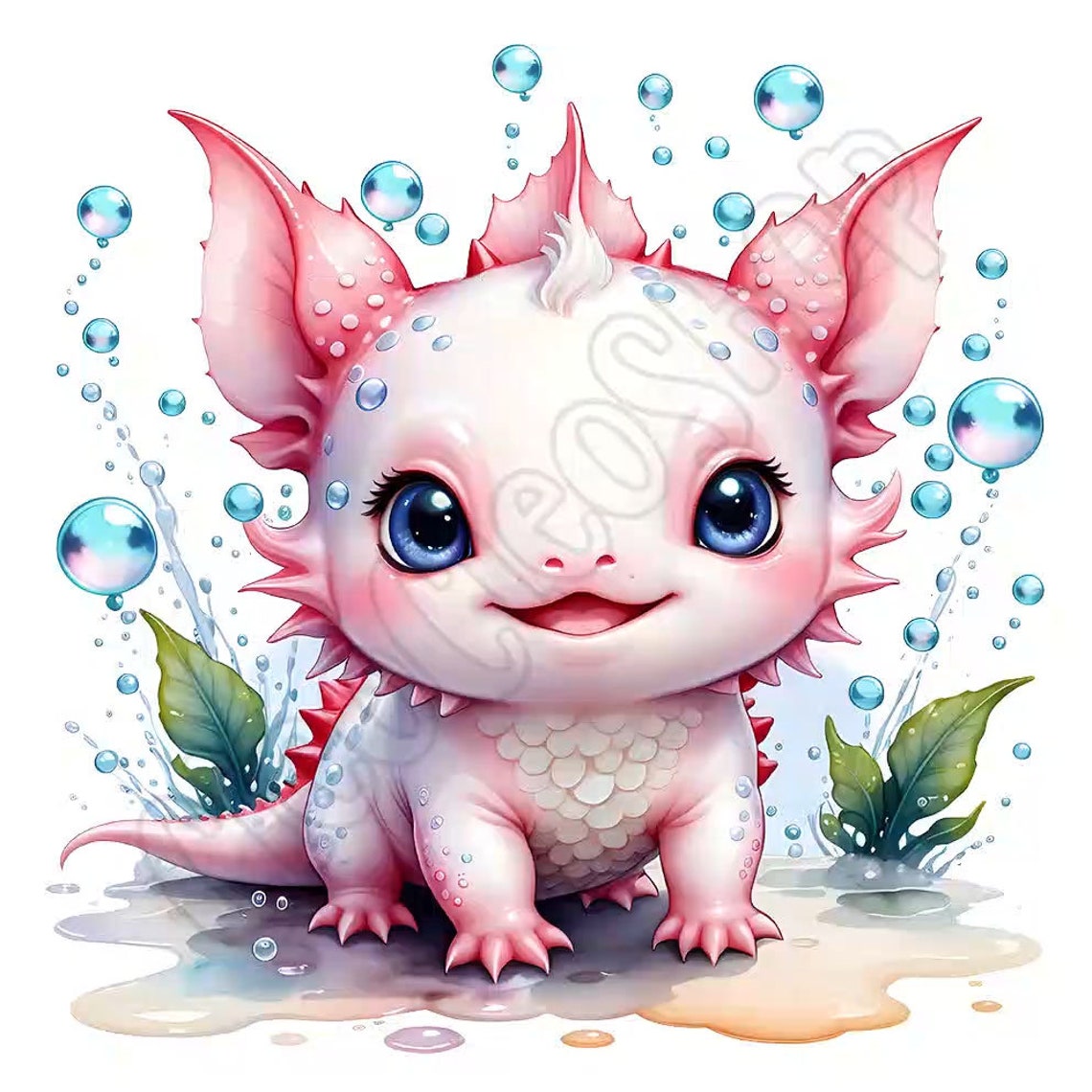 Watercolor Cute Axolotl Clipart Bundle, 12 High-quality Pngs, Wall Art ...