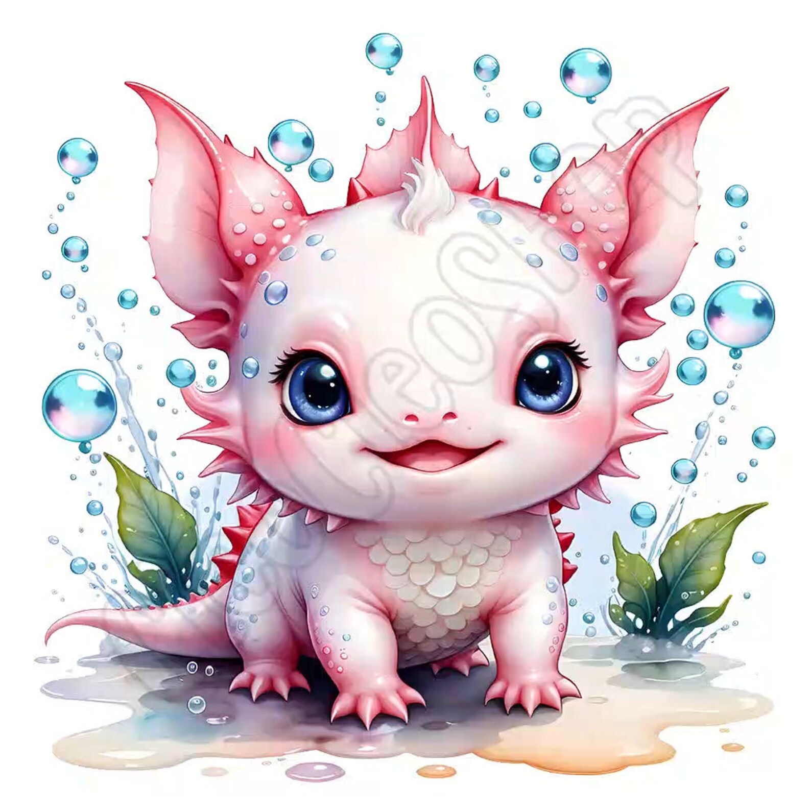 Watercolor Cute Axolotl Clipart Bundle, 12 High-quality Pngs, Wall Art ...