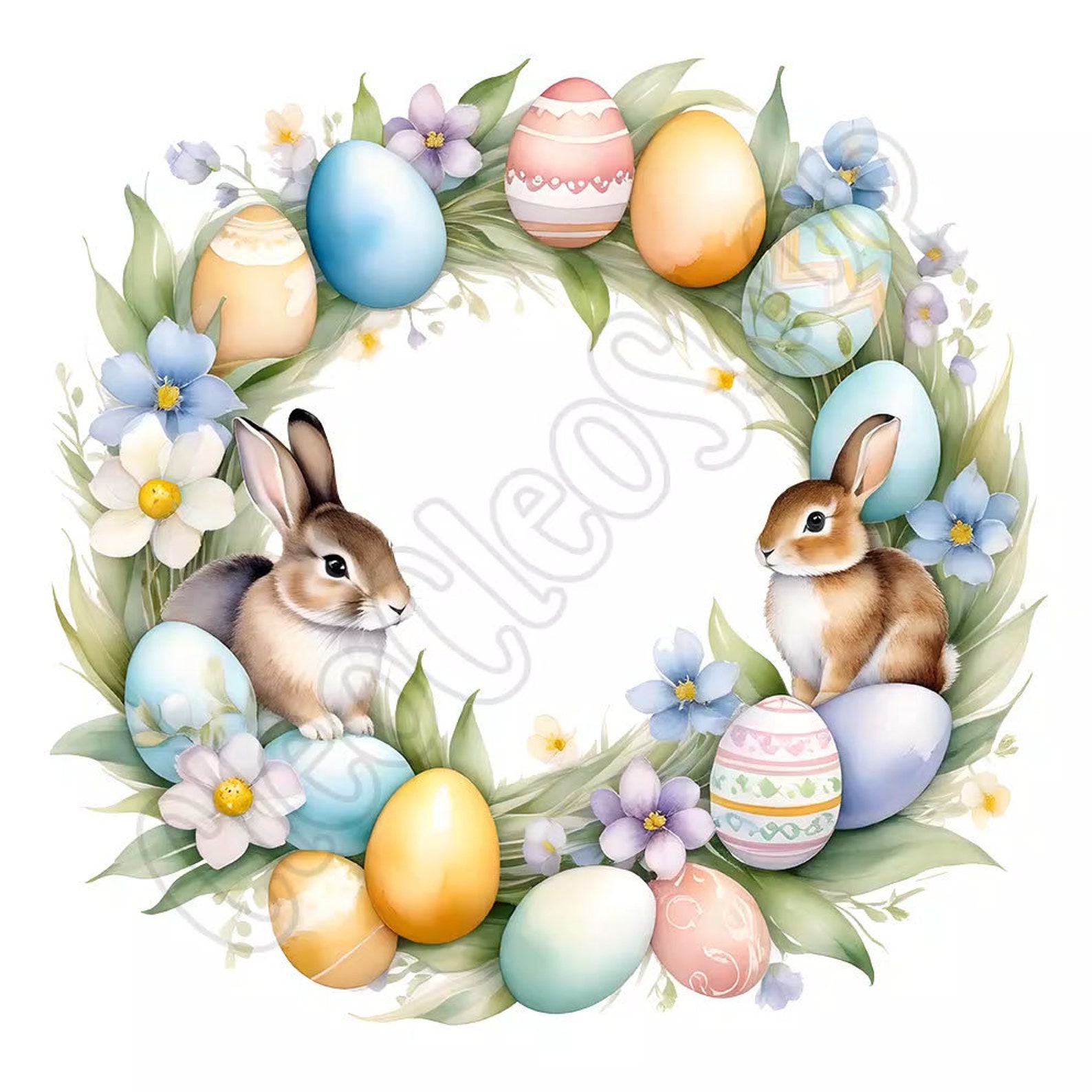 Watercolor Easter Clipart Bundle, 20 High-quality Pngs, Wall Art, Paper ...