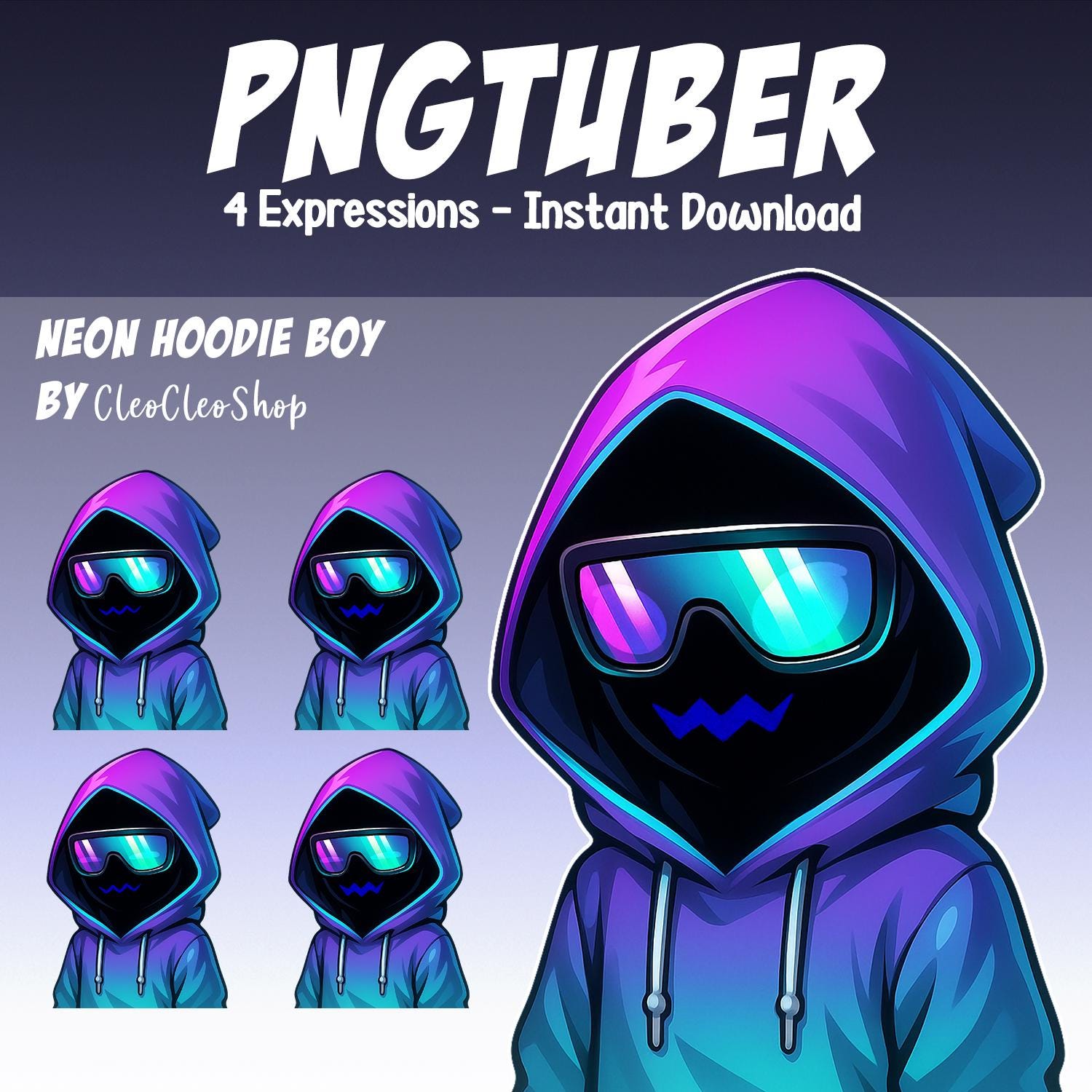Neon Hoodie Boy Pngtuber - Neon Void Creepy Animated Vtuber Stream 4 ...