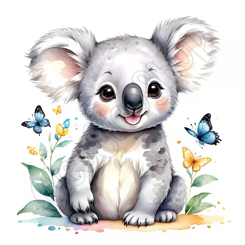Cute Watercolor Koala Clipart Bundle, 14 High-quality Pngs, Nursery ...