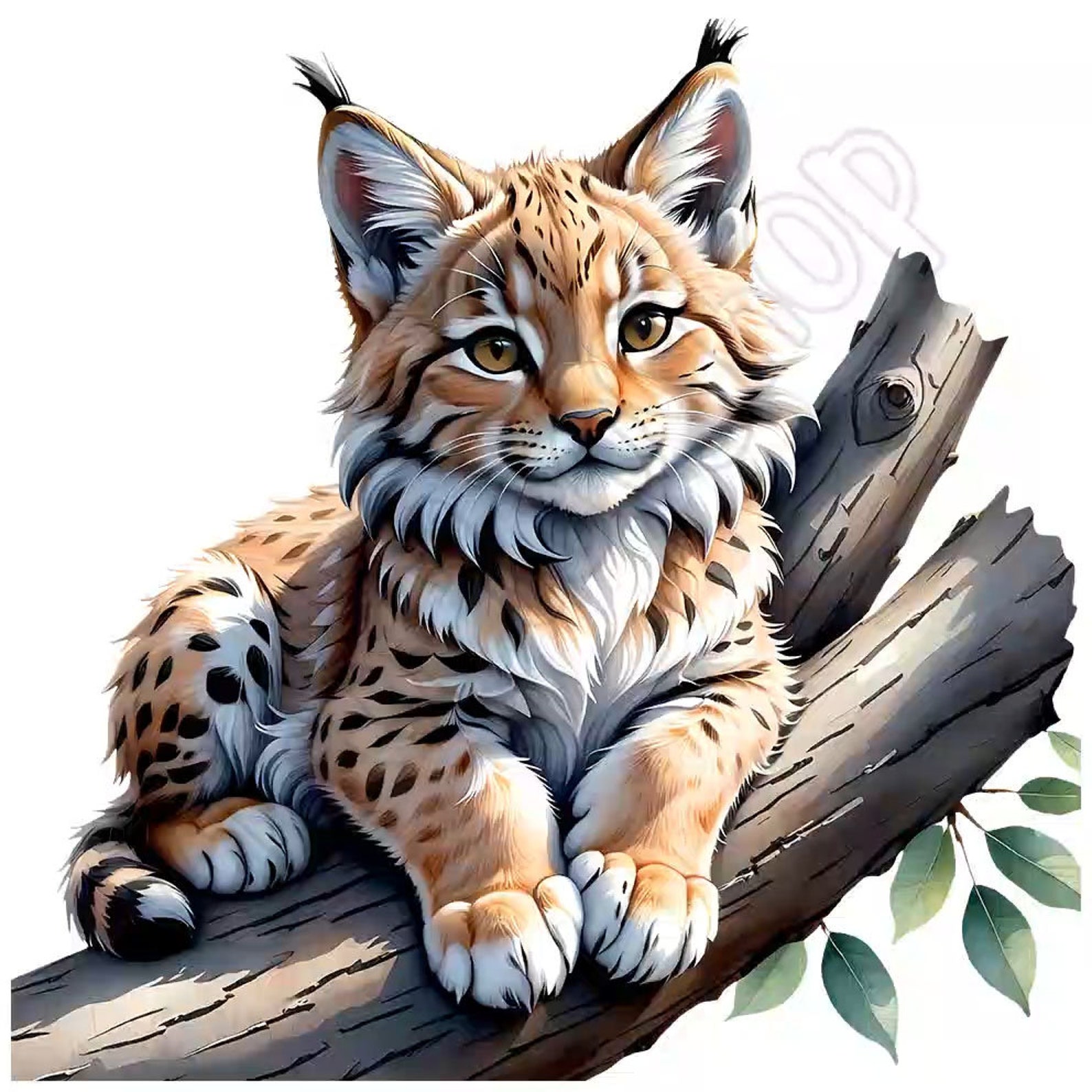 Watercolor Cute Lynx Clipart Bundle, 16 High-quality Pngs, Wall Art ...