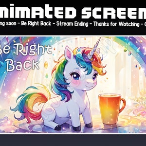 Cute Unicorn Animated Twitch Overlay - Stream Screens - 5 Scenes ...