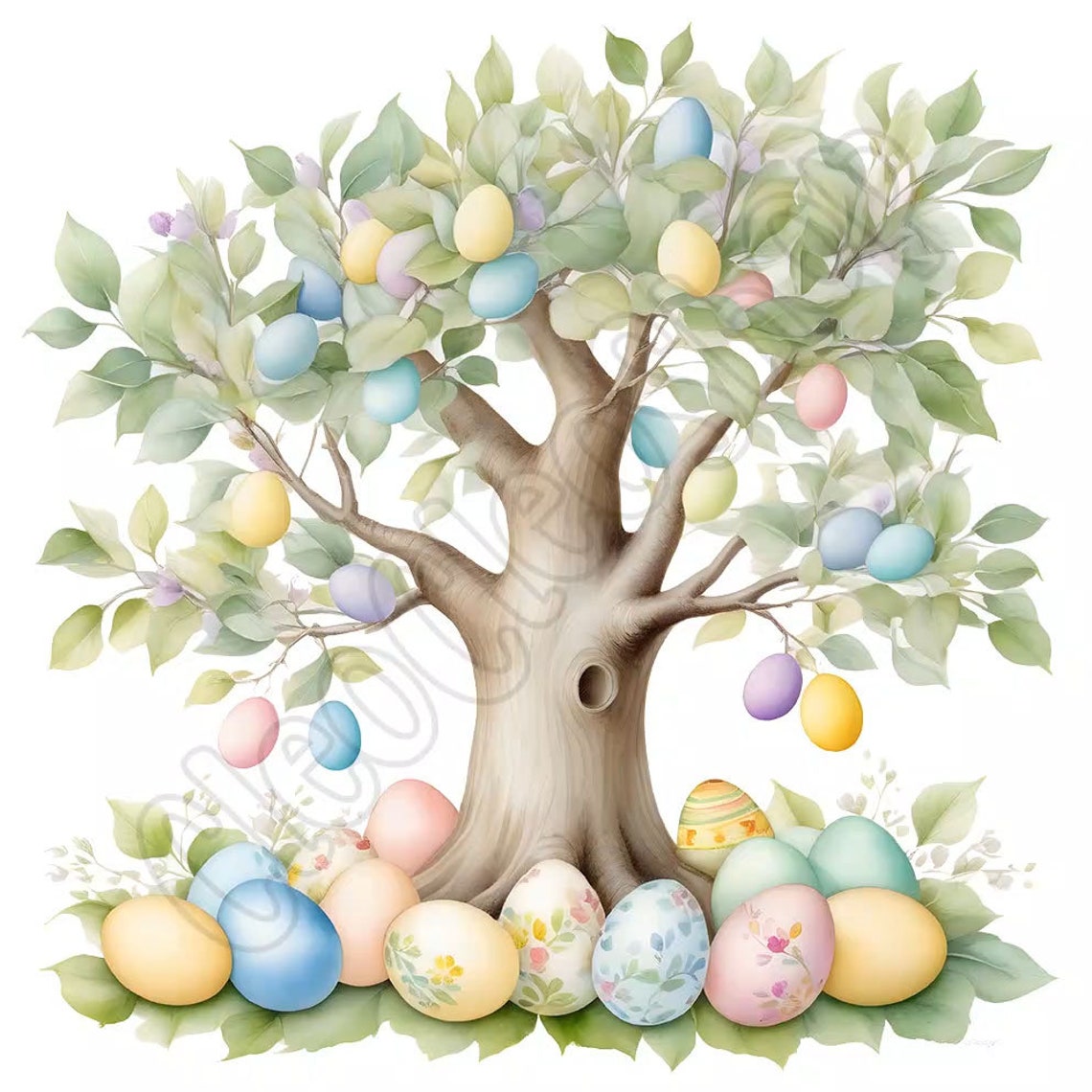 Watercolor Easter Clipart Bundle, 20 High-quality Pngs, Wall Art, Paper ...
