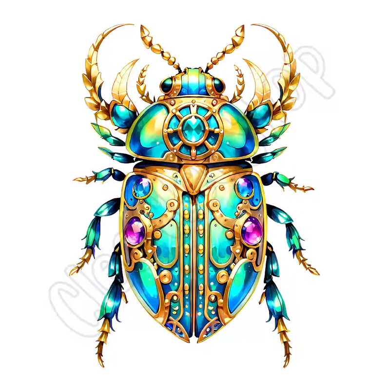Watercolor Cute Magical Beetle Clipart Bundle, 14 High-quality Pngs ...