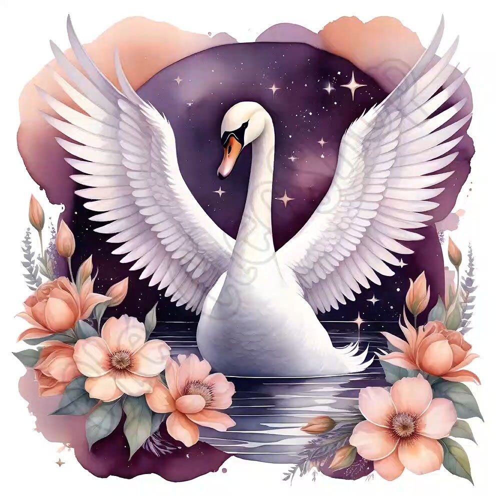 Magical Swan Clipart Bundle, 12 High-quality Pngs, Wall Art, Paper ...