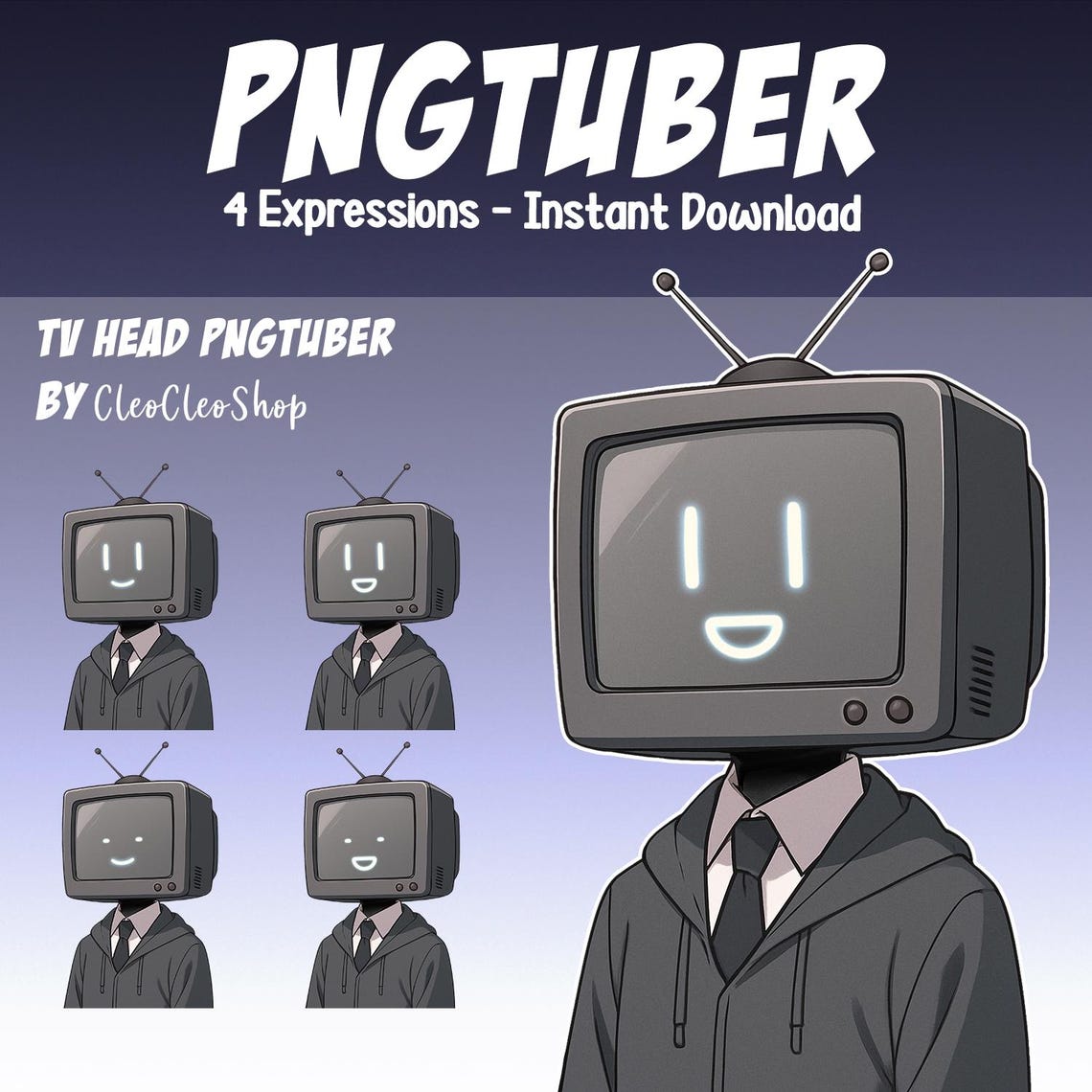 Tv Head Meme Boy Pngtuber - Television Guy Animated Vtuber Stream - 4 ...