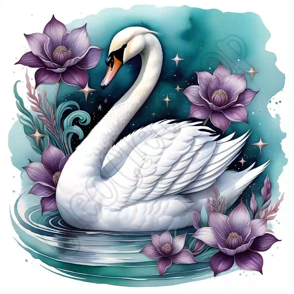Magical Swan Clipart Bundle, 12 High-quality Pngs, Wall Art, Paper ...