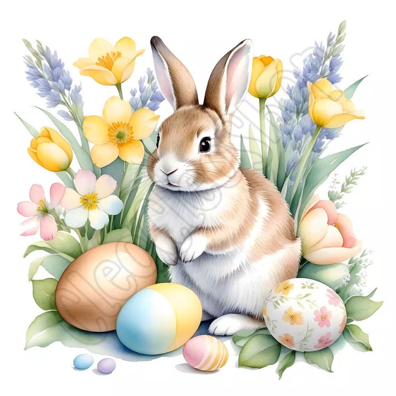 Watercolor Easter Clipart Bundle, 20 High-quality Pngs, Wall Art, Paper ...