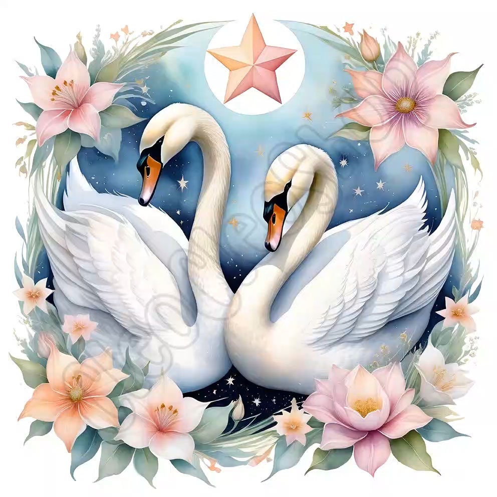 Magical Swan Clipart Bundle, 12 High-quality Pngs, Wall Art, Paper ...