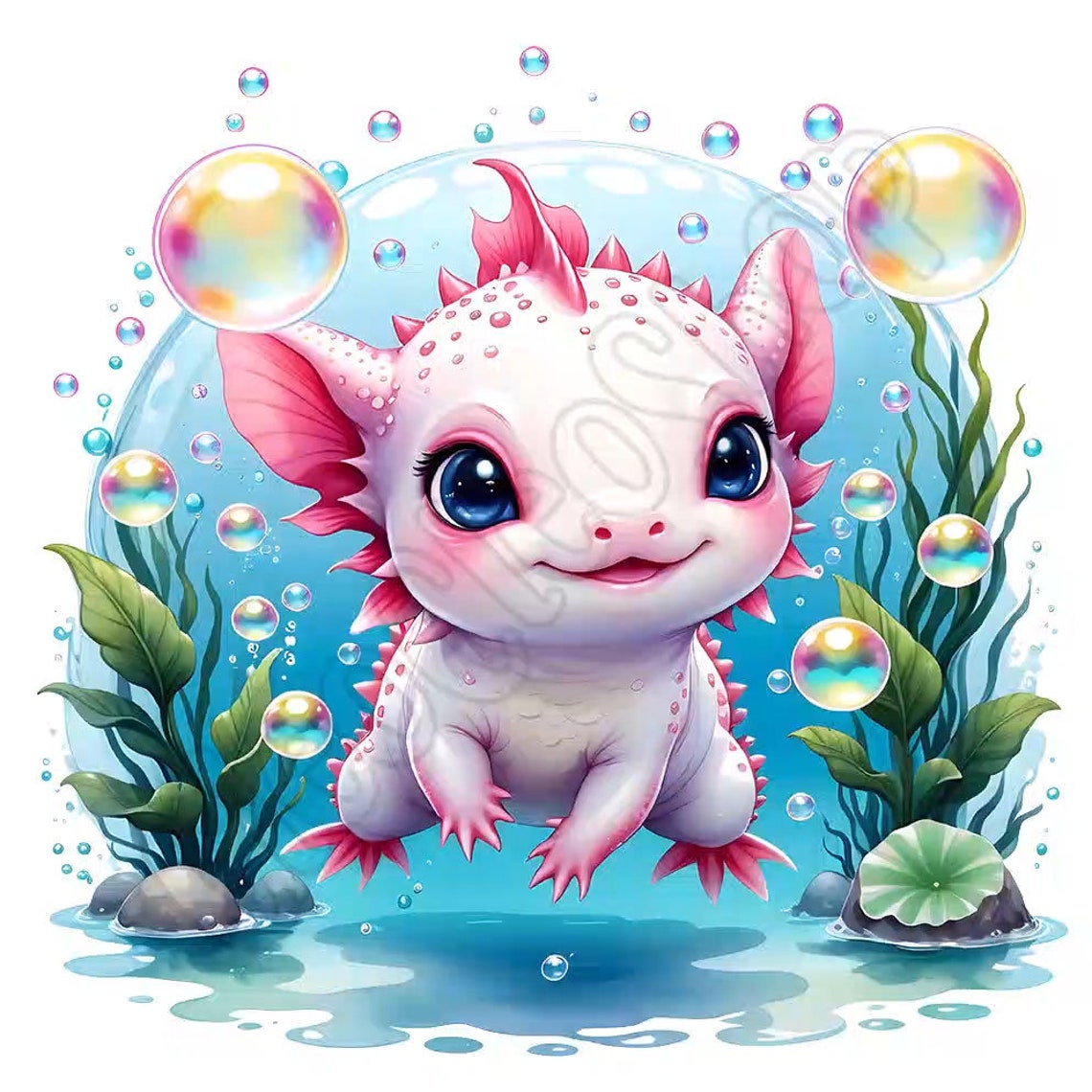 Watercolor Cute Axolotl Clipart Bundle, 12 High-quality Pngs, Wall Art ...