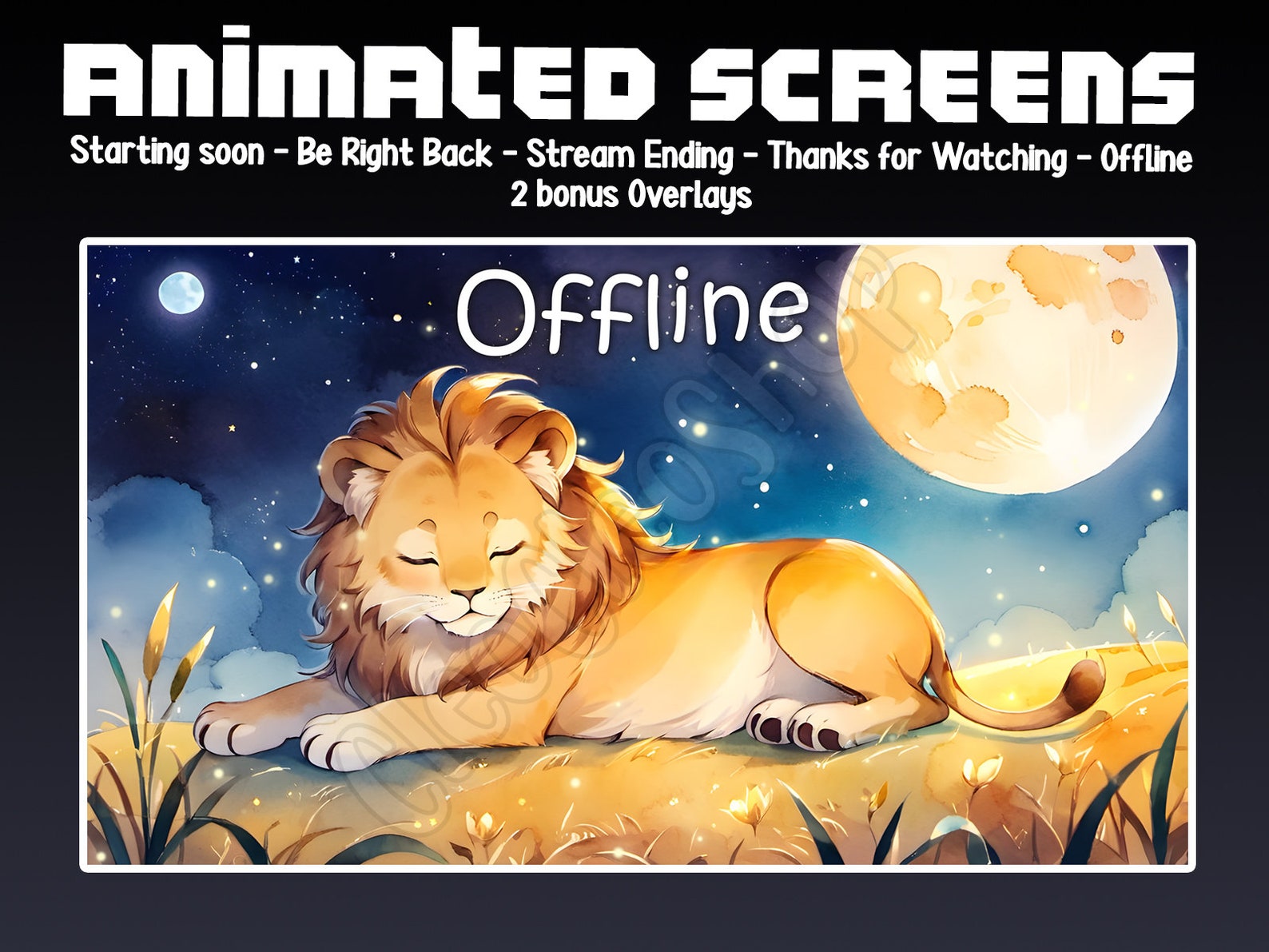 Cute Lion Animated Savana Twitch Stream 5 Screens and 2 Overlays ...