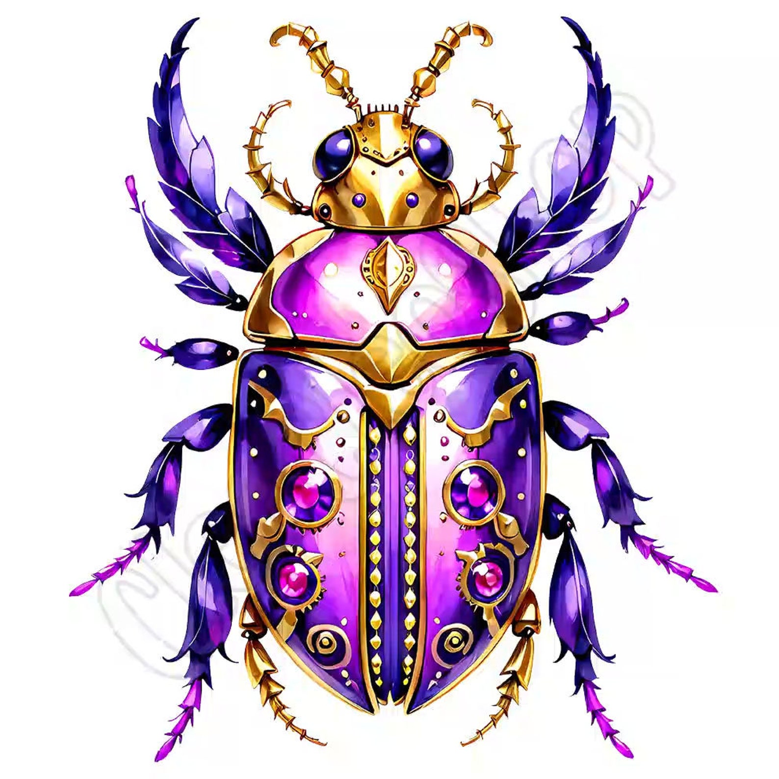 Watercolor Cute Magical Beetle - Clipart Bundle, 14 High-quality Pngs ...