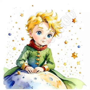 Watercolor Cute Little Prince - Clipart Bundle, 12 High-quality Pngs ...