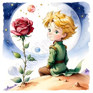 Watercolor Cute Little Prince - Clipart Bundle, 12 High-quality Pngs ...