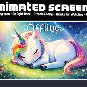 Cute Unicorn Animated Twitch Overlay - Stream Screens - 5 Scenes ...