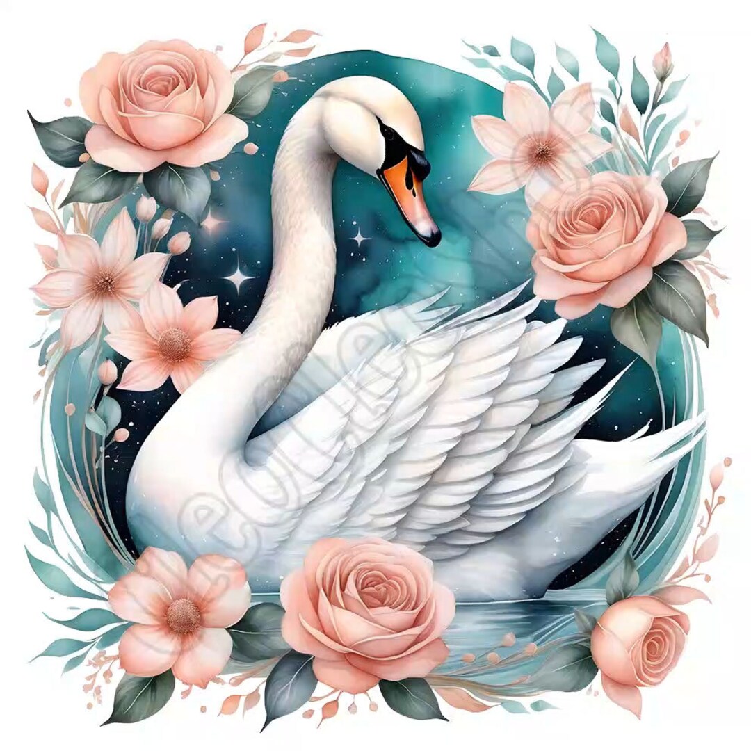 Magical Swan Clipart Bundle, 12 High-quality Pngs, Wall Art, Paper ...