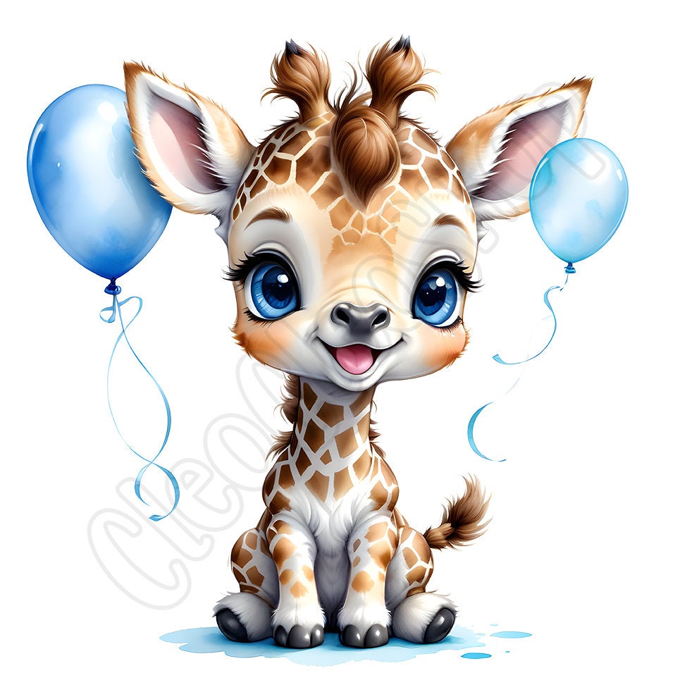 Cute Watercolor Giraffe Clipart Bundle, 16 High-quality Pngs, Nursery ...