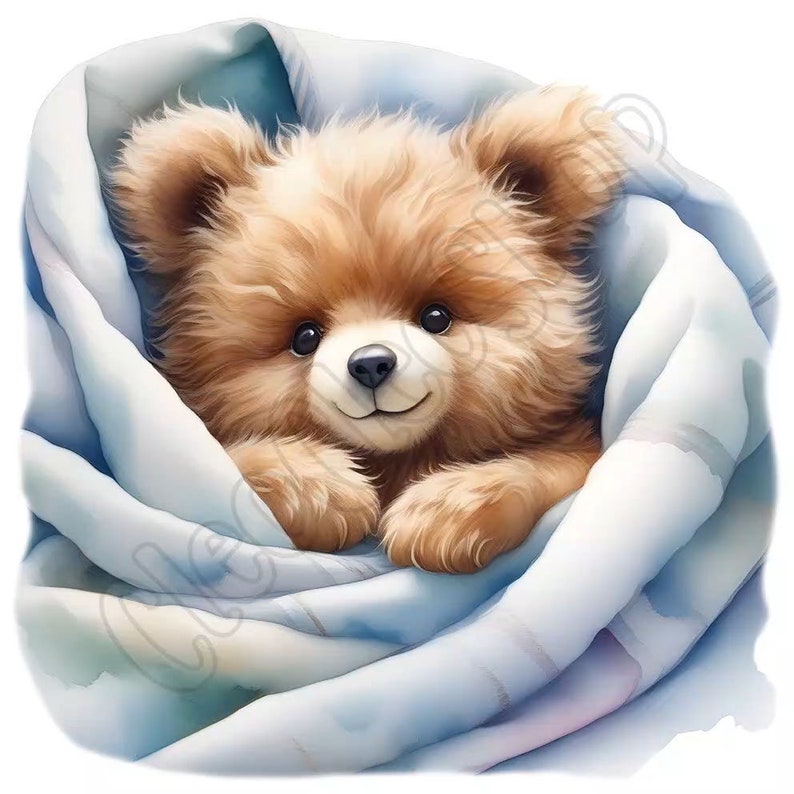 Watercolor Cute Teddy Bear Clipart Bundle, 18 High-quality Pngs, Wall ...