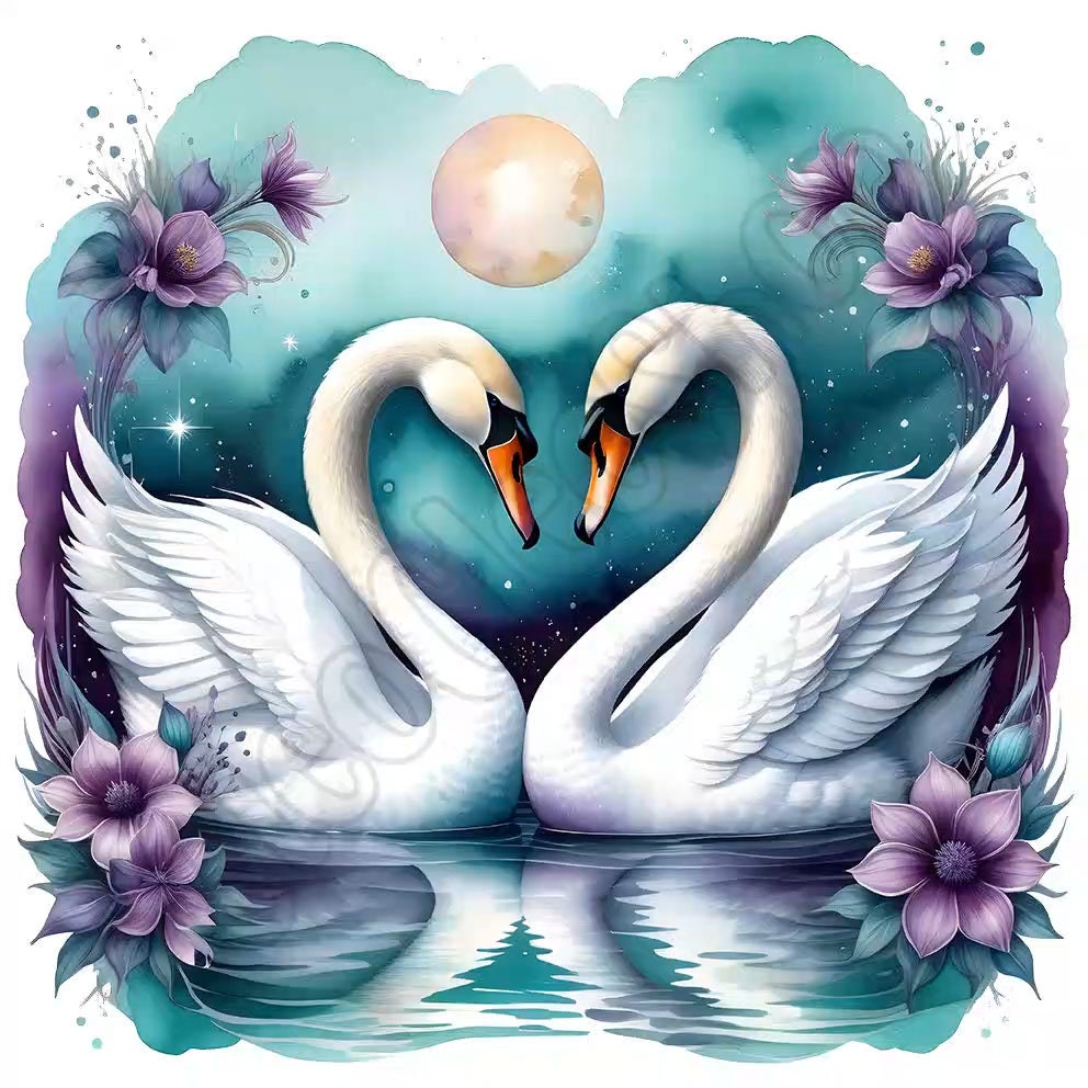Magical Swan Clipart Bundle, 12 High-quality Pngs, Wall Art, Paper ...