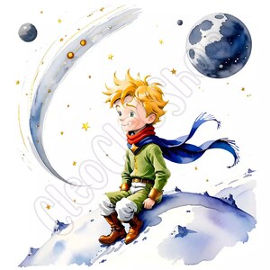Watercolor Cute Little Prince - Clipart Bundle, 12 High-quality Pngs ...