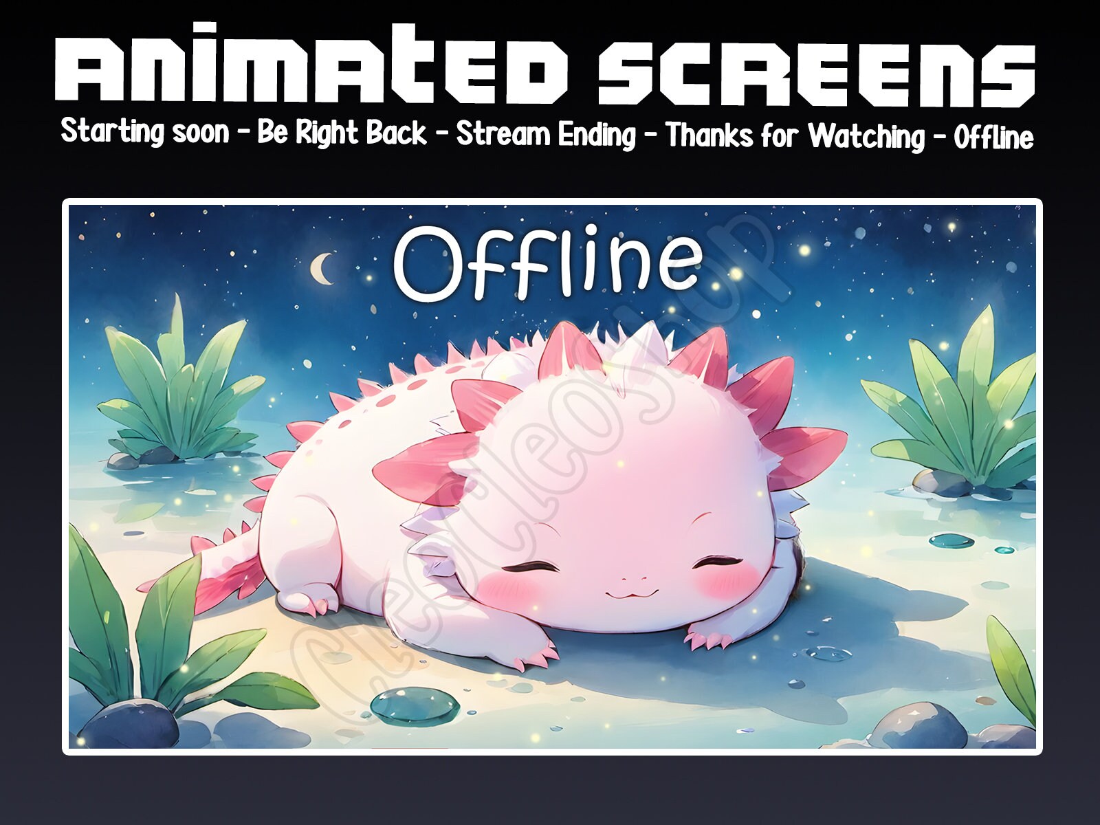 Cute Axolotl Animated Underwater Twitch Stream 5 Screens and 2 Overlays ...