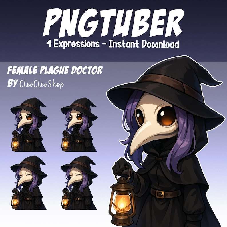 Female Beak Doctor Pngtuber - Plague Doctor Animated Vtuber Stream - 4 ...