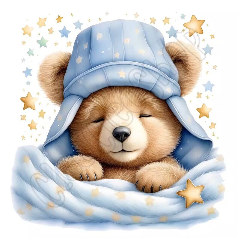 Watercolor Cute Teddy Bear Clipart Bundle, 18 High-quality Pngs, Wall ...