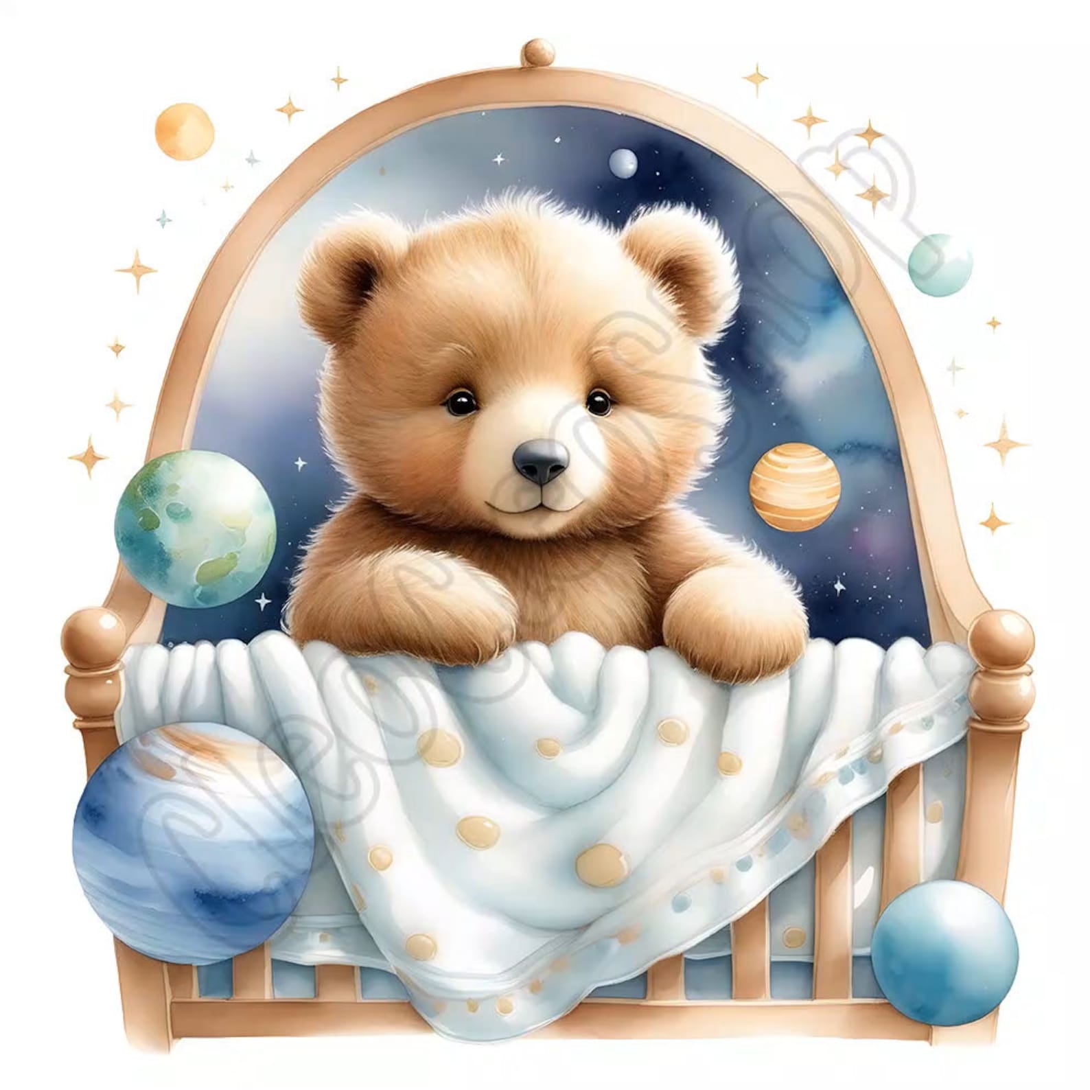 Watercolor Cute Teddy Bear Clipart Bundle, 18 High-quality Pngs, Wall ...