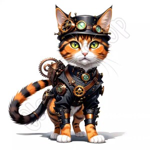 Watercolor Steampunk Cat Clipart Bundle, 14 High-quality Pngs, Wall Art ...