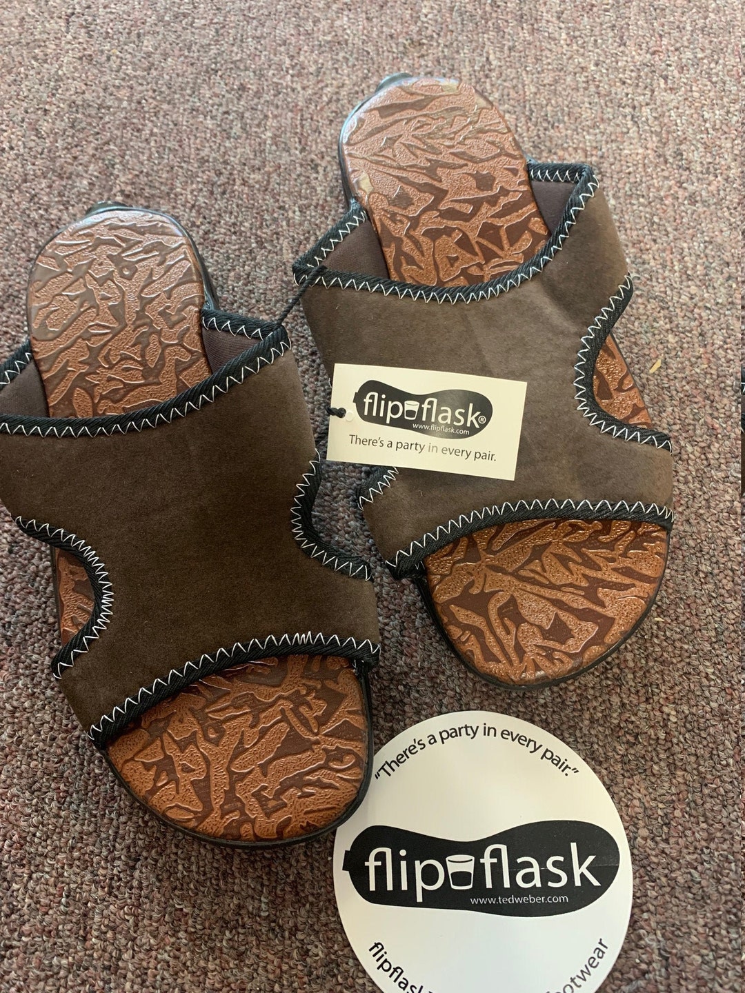 Flipflask Sandals, "there's A Party in Every Pair" Sandals With Flasks ...