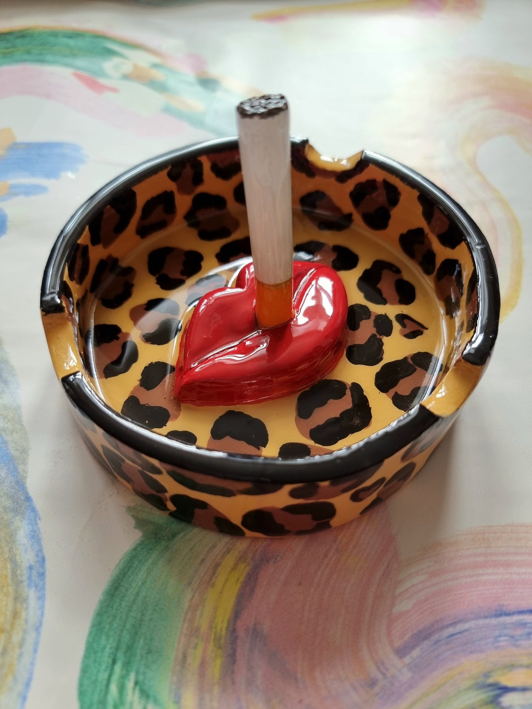 Smoking Leopard Print Novelty multifunctional Ashtray Trinket Dish - Etsy